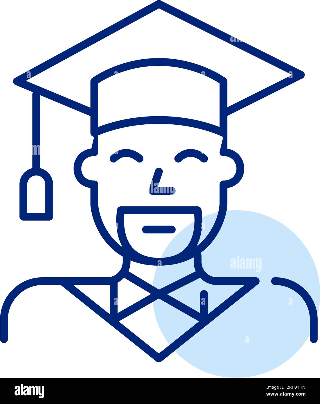 Middle-aged man wearing mortar and gown. College graduate. Pixel ...