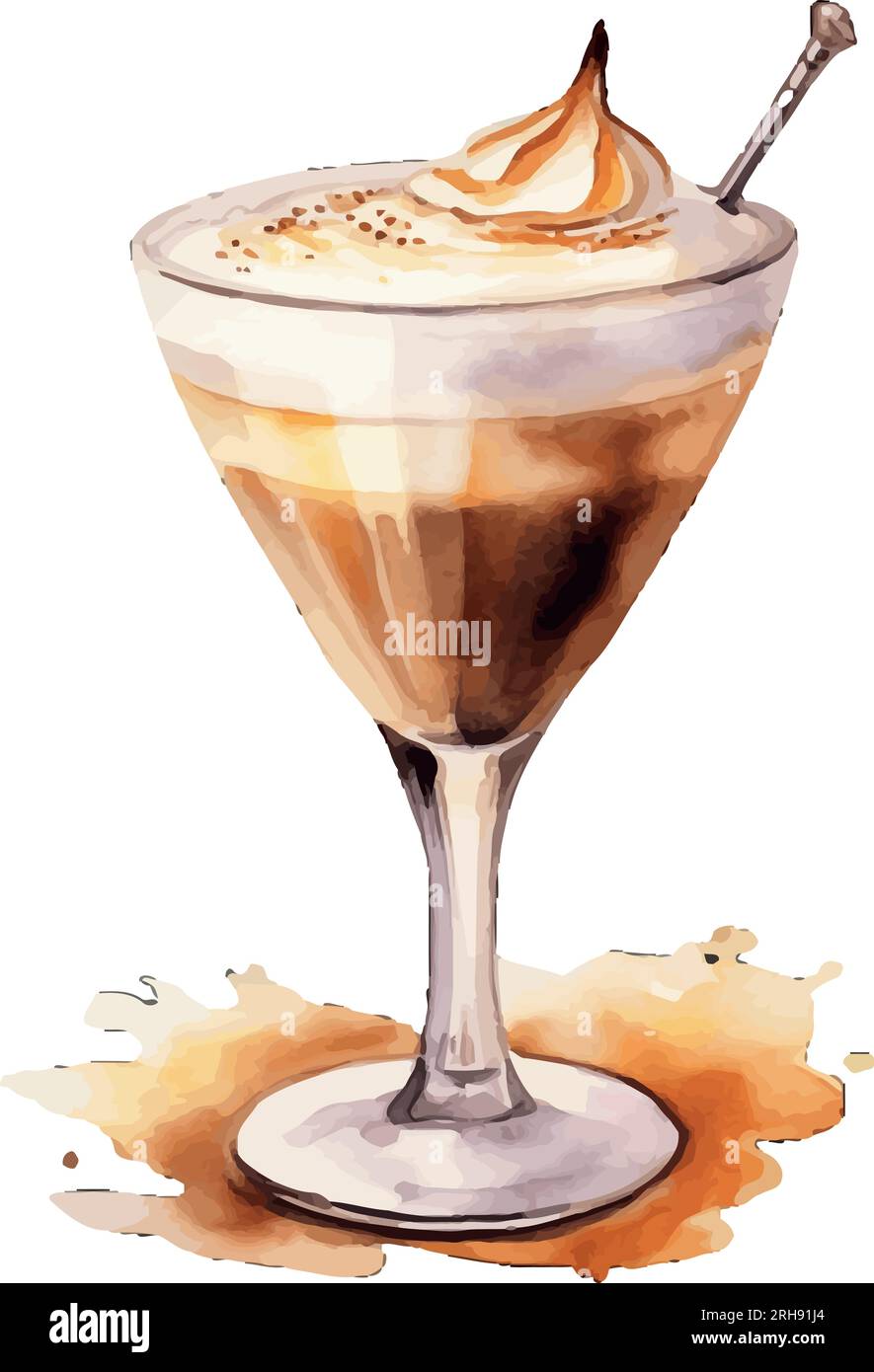brandy alexander cocktail watercolor vector Stock Vector Image & Art ...