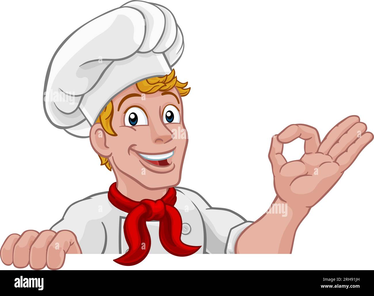 Chef Cook Baker Man Cartoon Peeking Over Sign Stock Vector Image & Art ...