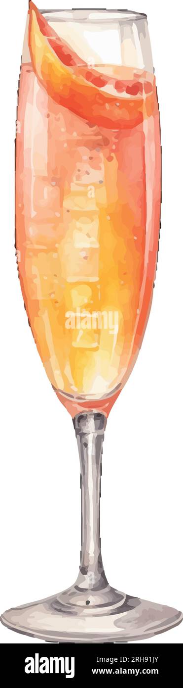 watercolor bellini cocktail vector Stock Vector Image & Art - Alamy