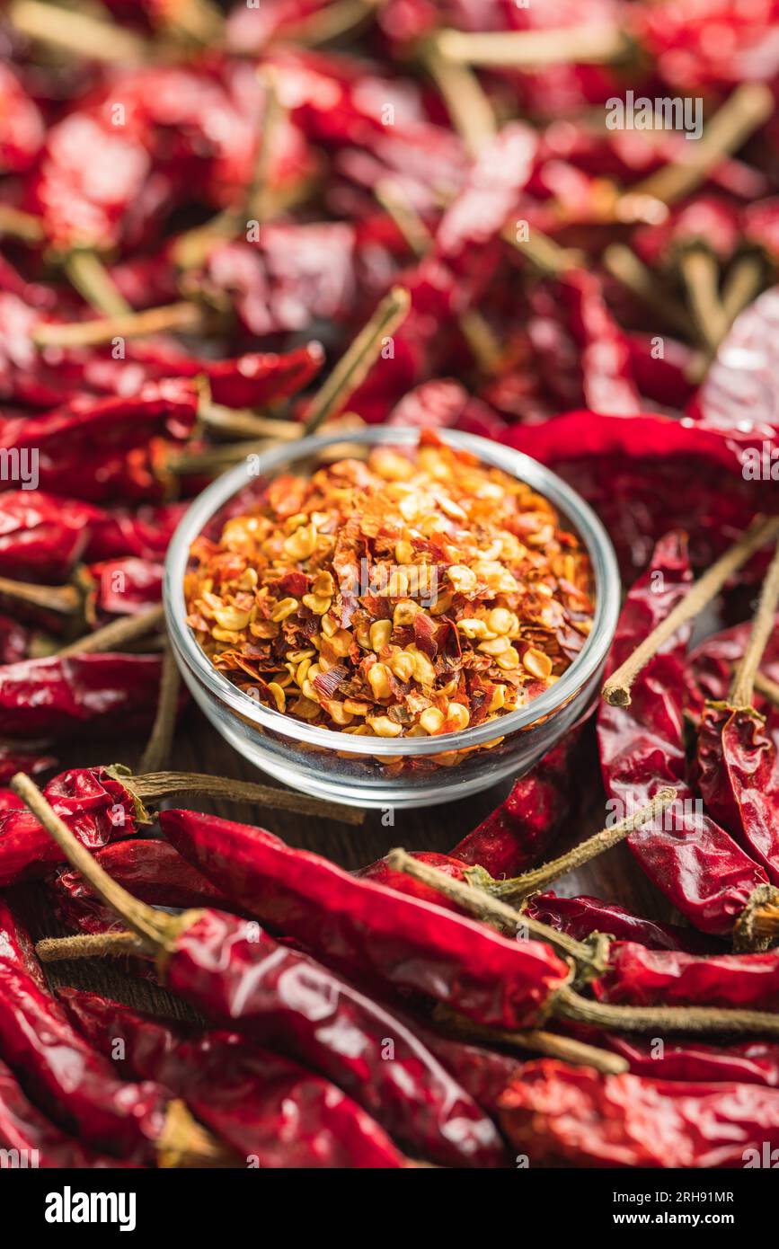 Red hot peppers bowl dried whole hi-res stock photography and images ...
