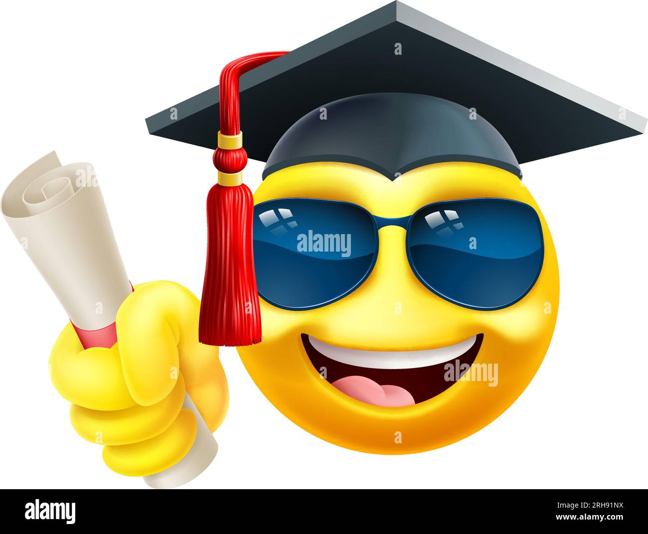 Emoji Graduate College Sunglasses Cartoon Emoticon Stock Vector Image ...