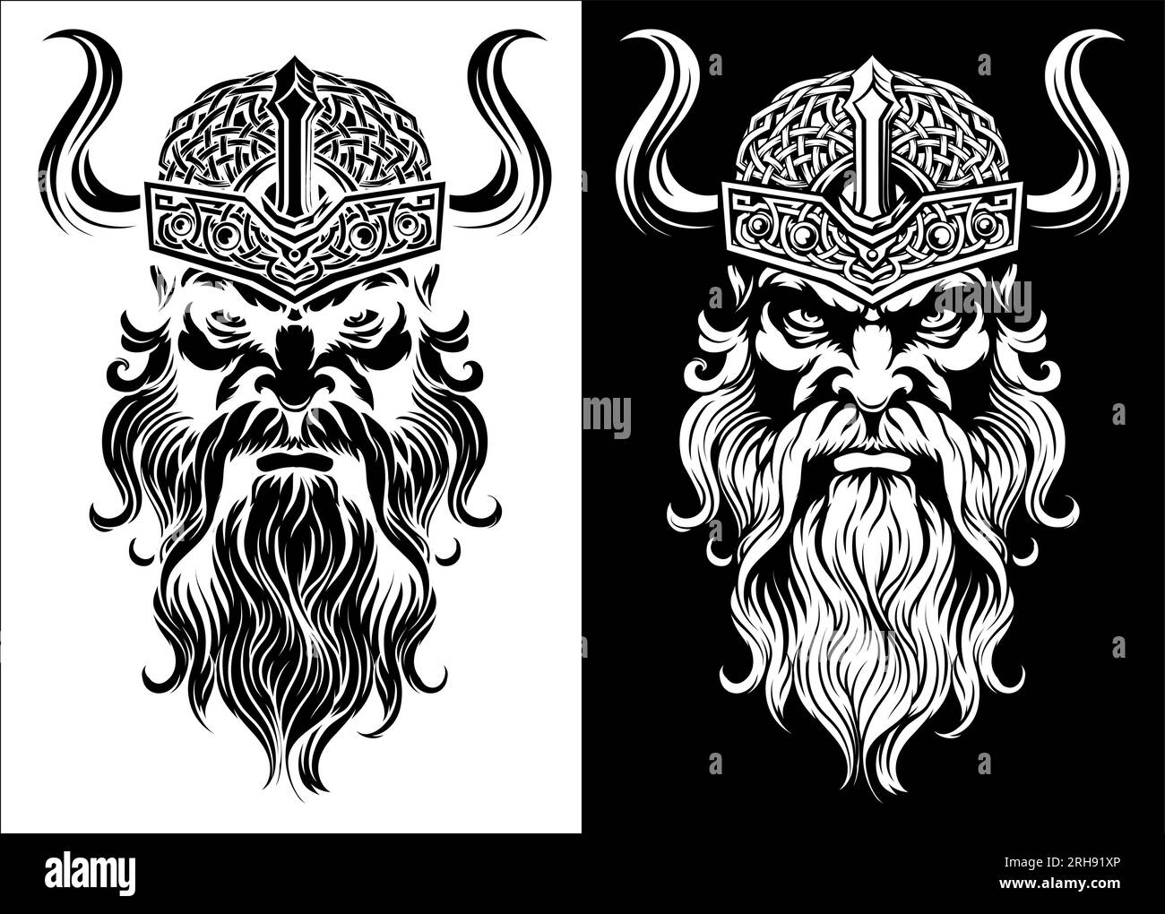 Viking Warrior Man Strong Mascot Face in Helmet Stock Vector Image ...