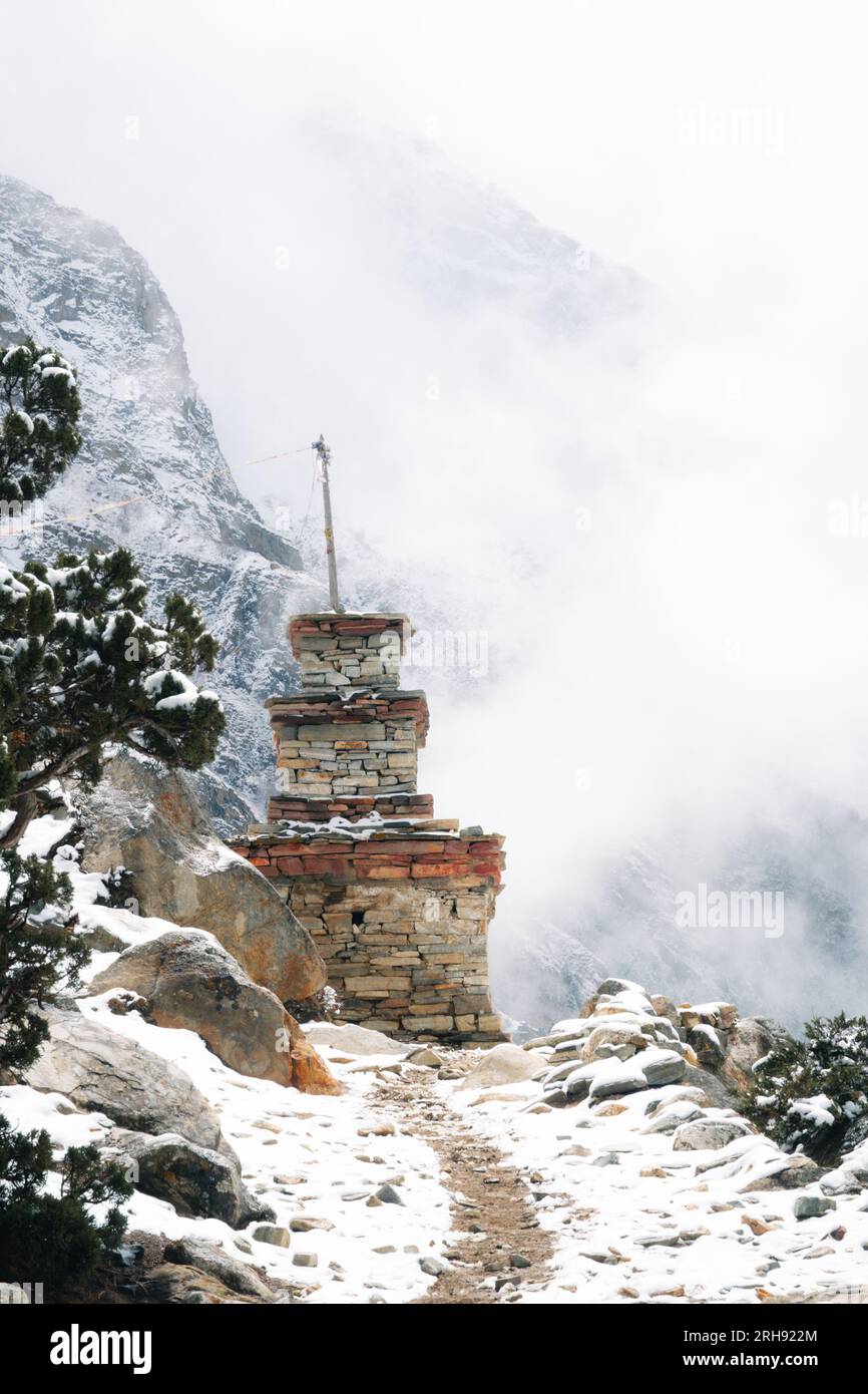 A very snowy day in Manang, Nepal Stock Photo - Alamy