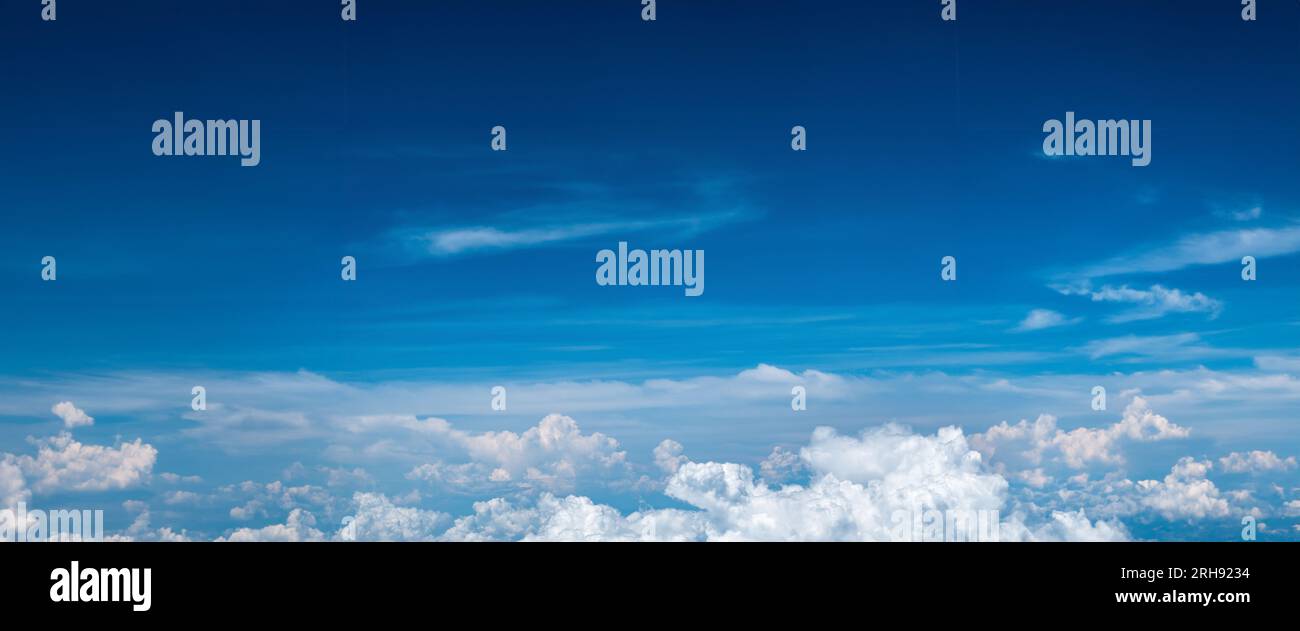 Blue sky high view from airplane with beautiful clouds shapes Stock ...