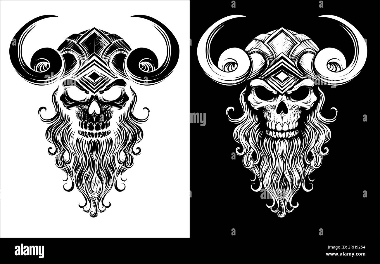 Viking Warrior Skull Man Mascot Face in Helmet Stock Vector Image & Art ...