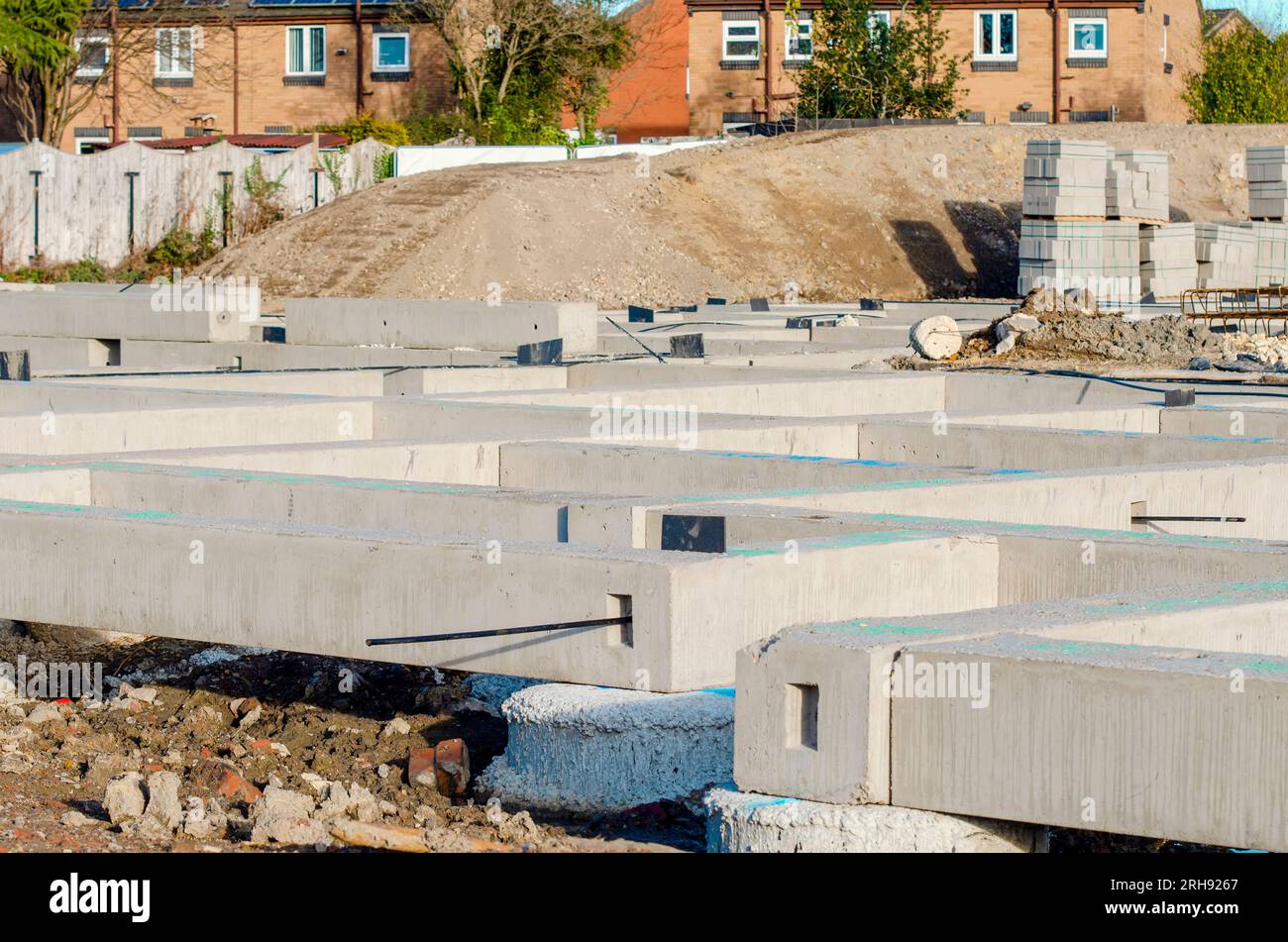 Building foundation for a new house on the construction site Stock ...