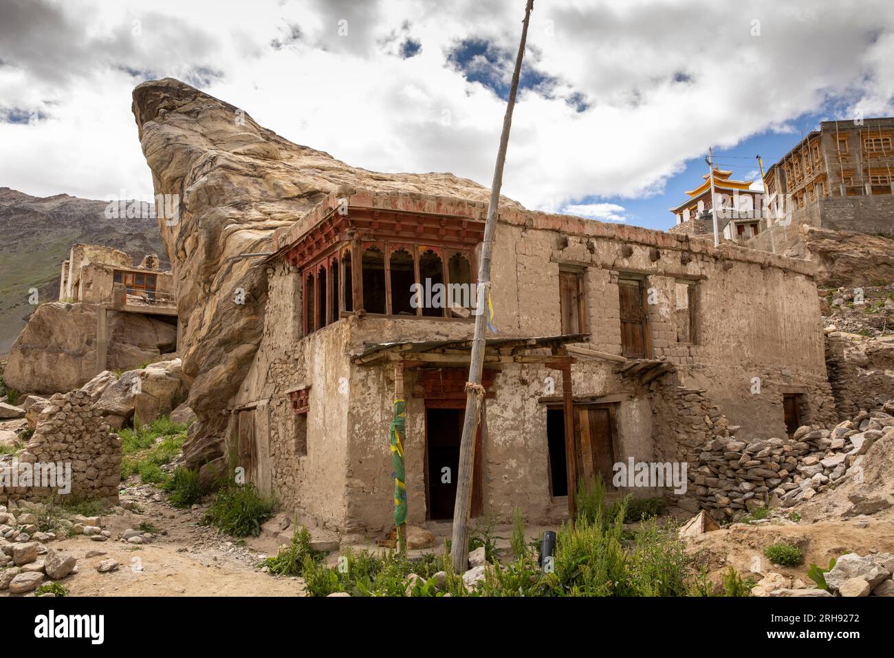 India, Ladakh, Zanskar, Padum Khar, Old Town, old house containing ...