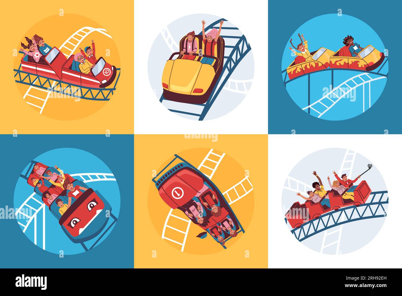 Set with flat roller coaster round compositions with crossings of rails ...