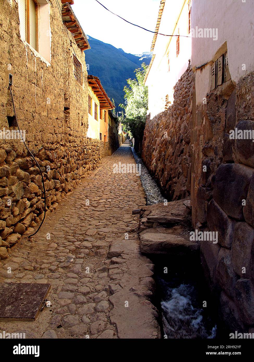 The small village close Inca ruins Ollantaytambo in Peru, South America ...