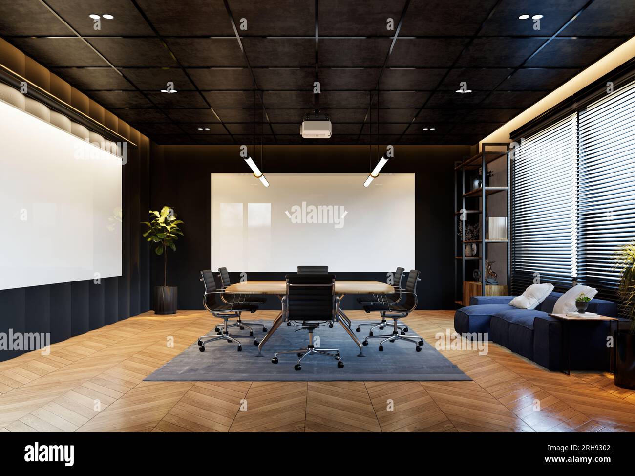 Modern conference interior and screens on the wall. The concept of ...