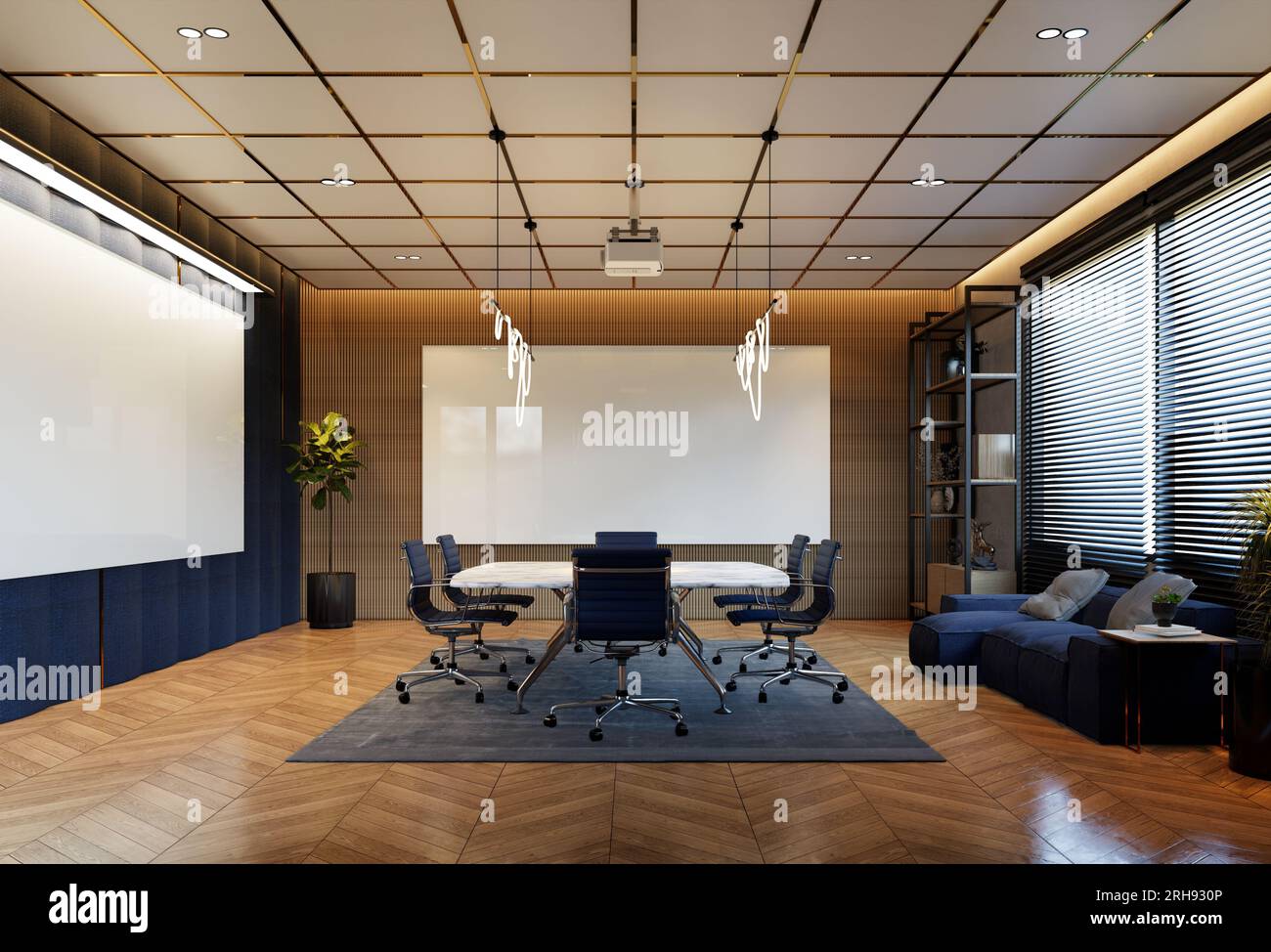 Modern conference interior and screens on the wall. The concept of ...