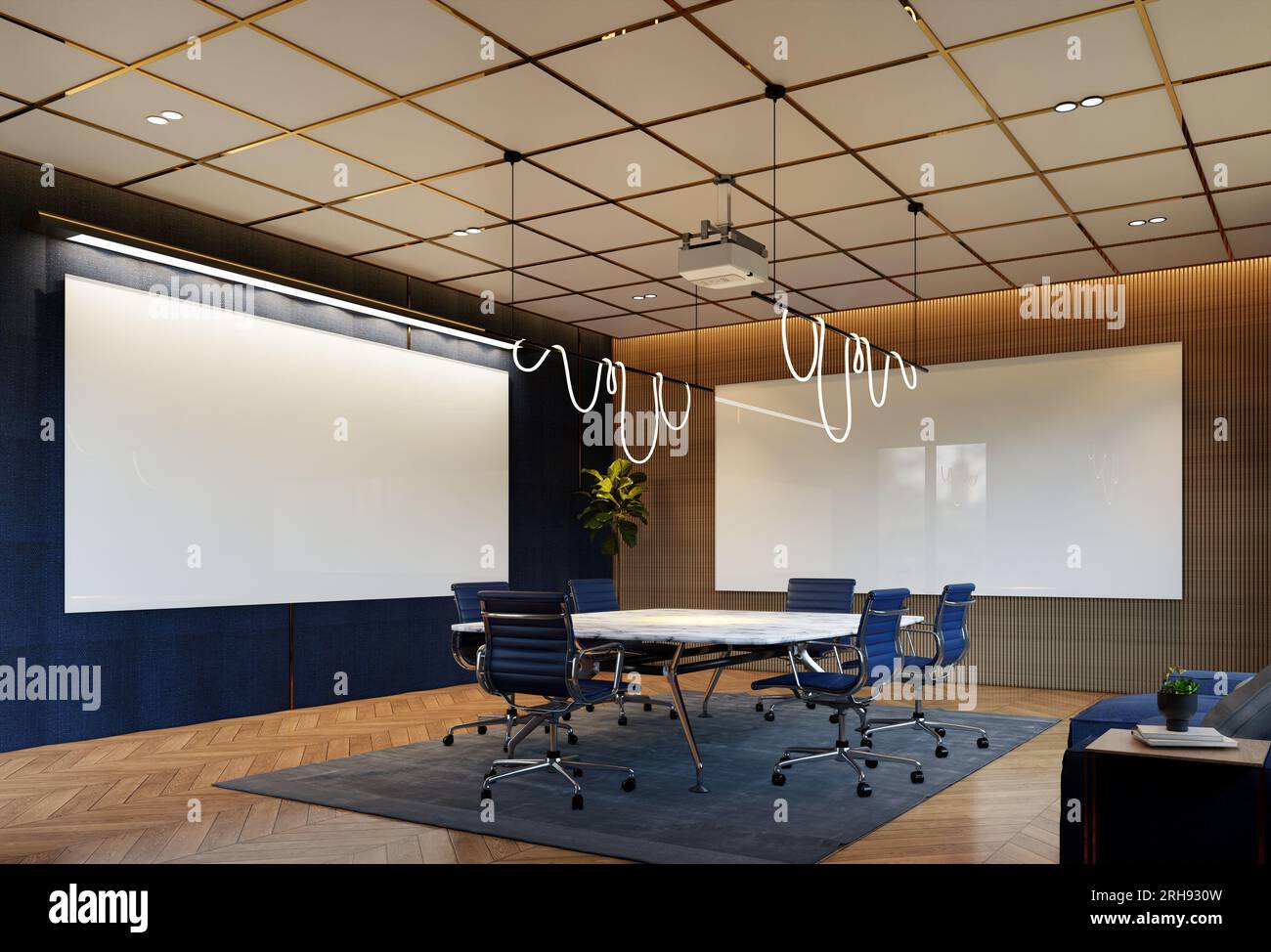 Modern conference interior and screens on the wall. The concept of ...