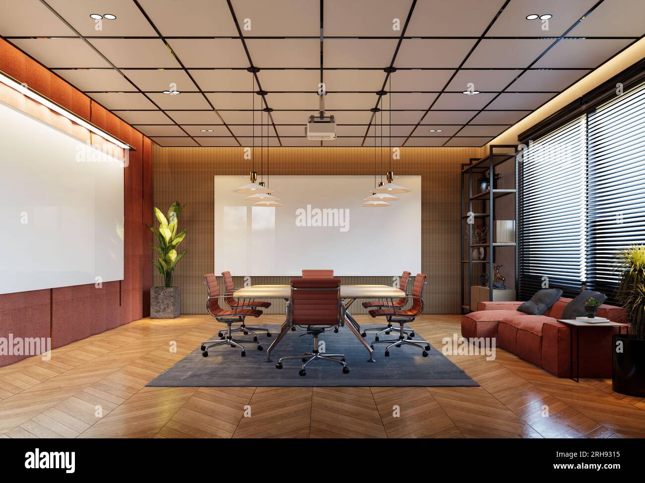 Modern conference interior and screens on the wall. The concept of ...