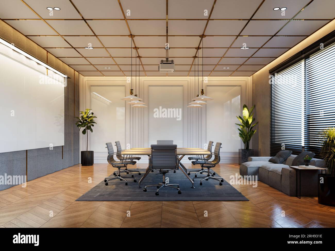 Modern conference interior and screens on the wall. The concept of ...