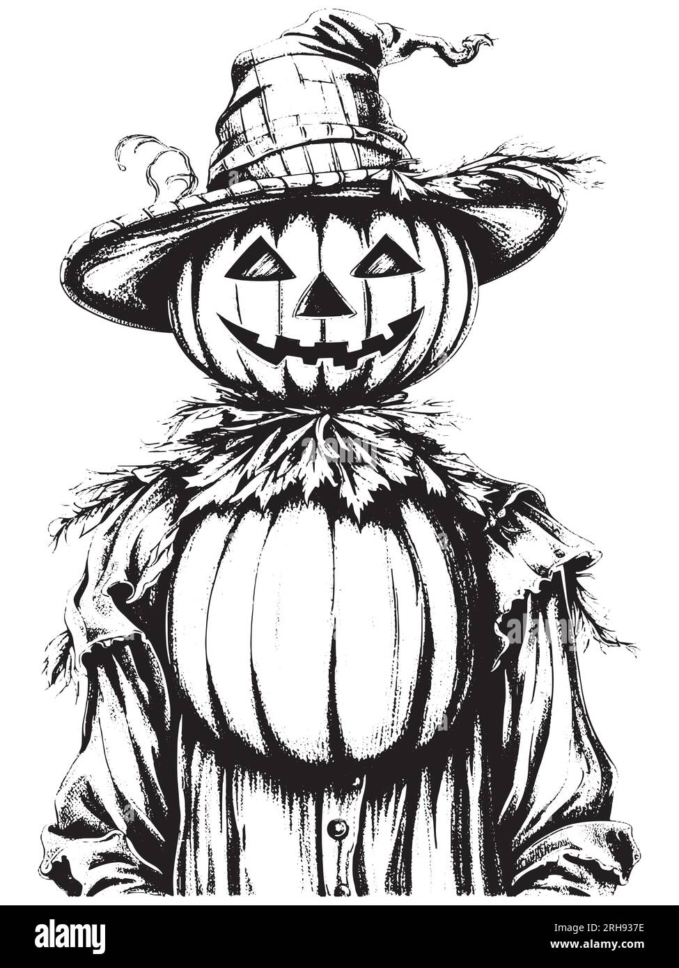 Scarecrow with pumpkin head Black and White Stock Photos & Images - Alamy