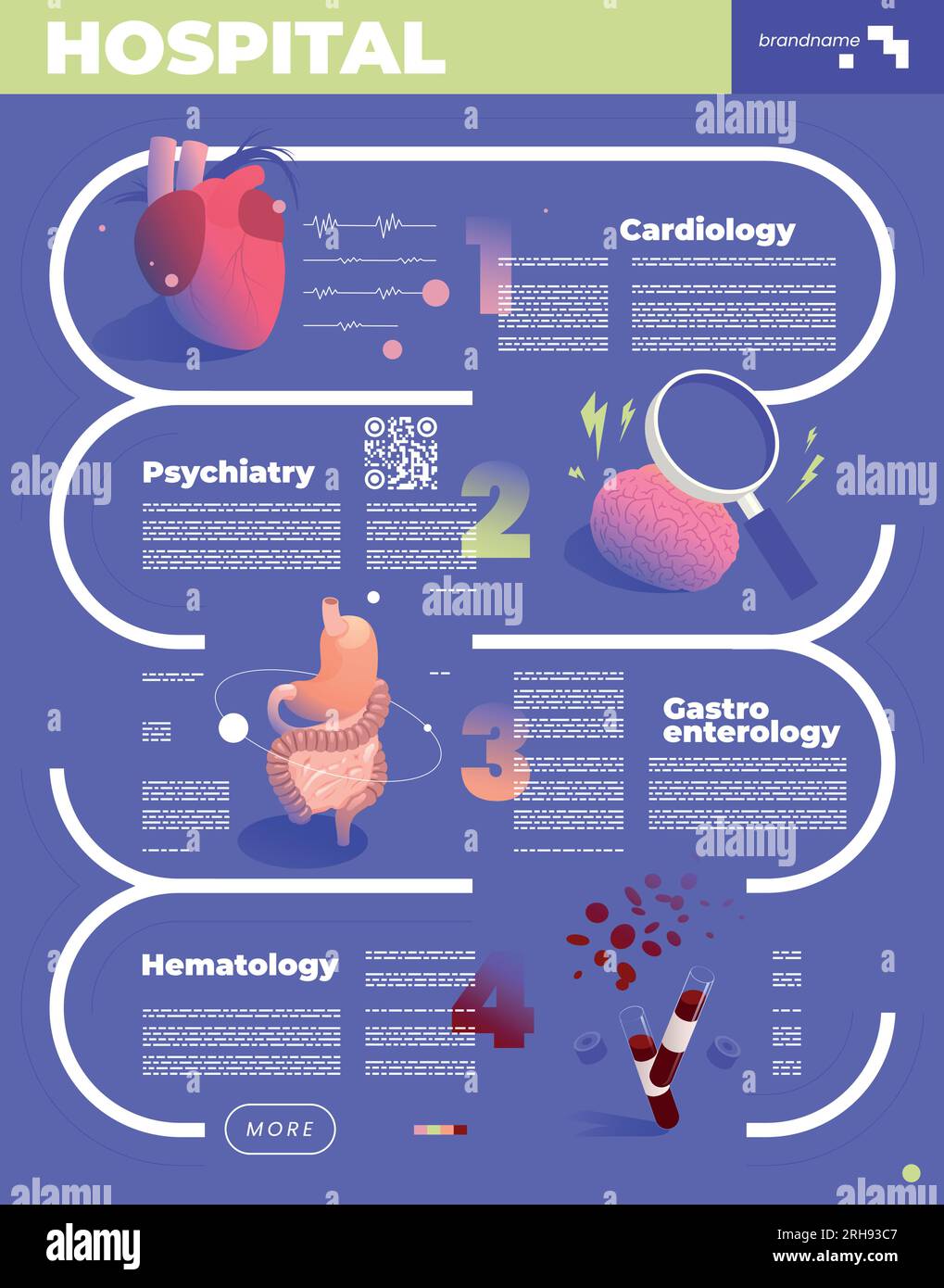 Sections of medicine isometric colored concept with cardiology ...