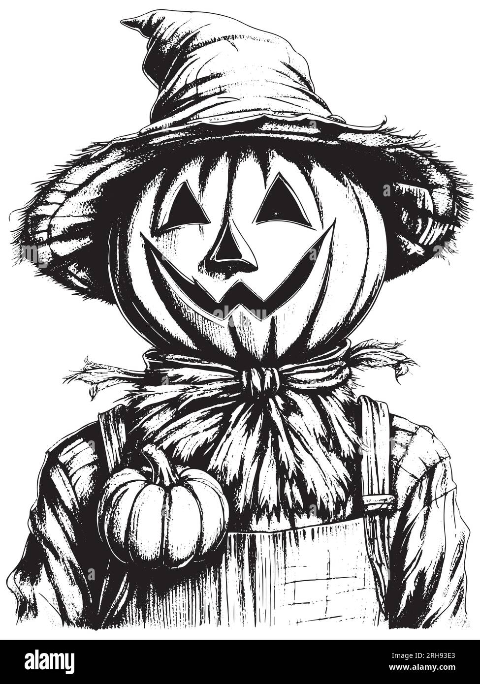 Scarecrow with pumpkin head Black and White Stock Photos & Images - Alamy