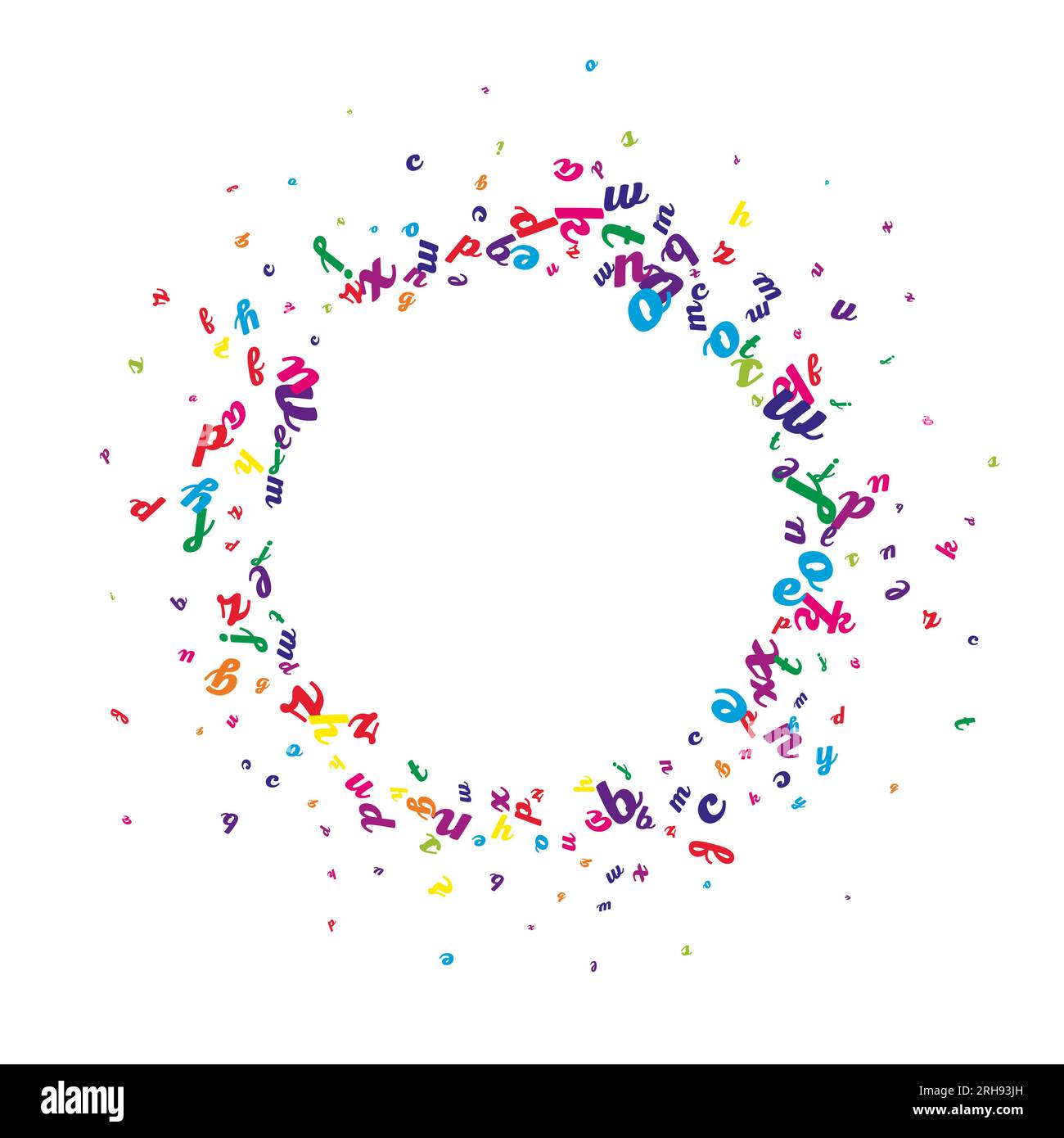 Falling letters of English language. Colorful childish flying ...