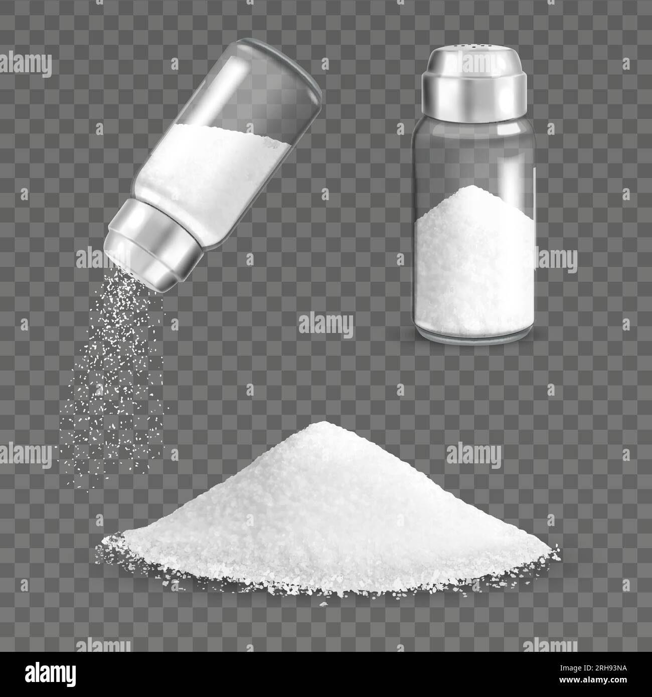 Realistic salt shaker set with transparent background and isolated ...