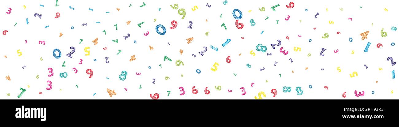 Falling colorful messy numbers. Math study concept with flying digits ...
