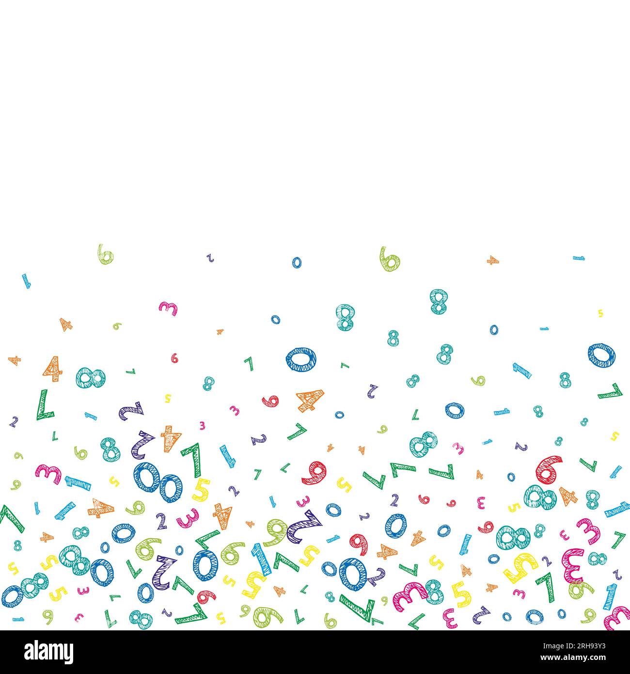 Falling colorful messy numbers. Math study concept with flying digits ...