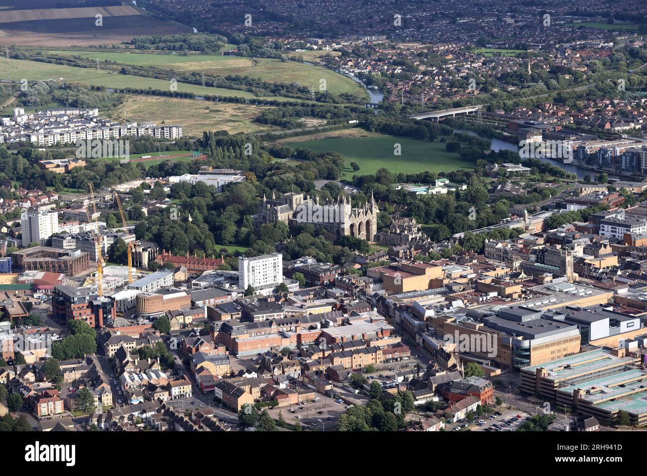 An aerial view of Peterborough city centre, including Peterborough ...