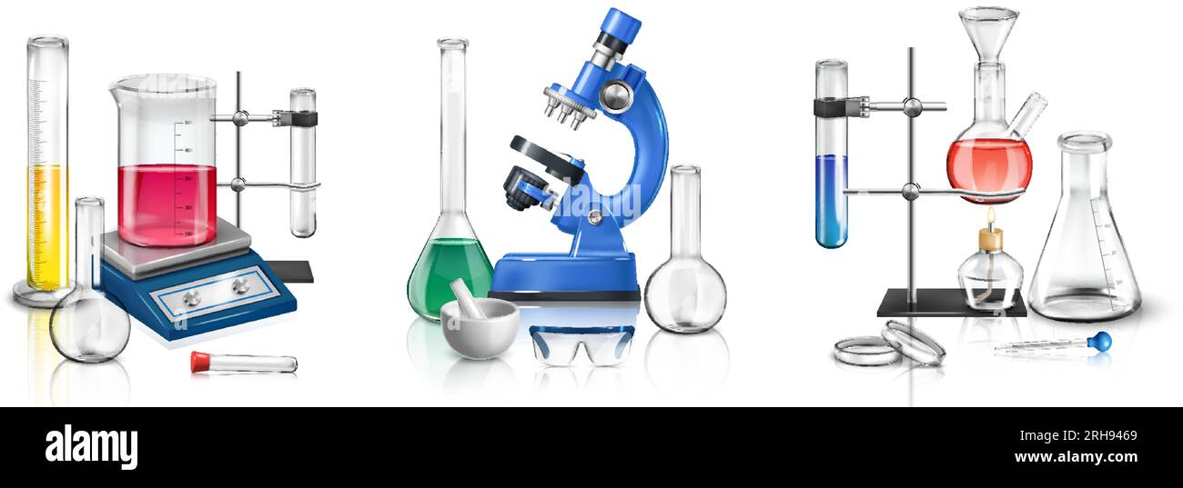 Realistic laboratory set of isolated compositions with various lab ...