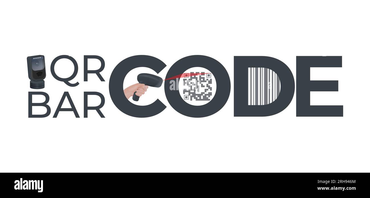 Scan Codes Realistic Composition With Editable Text Qr And Barcode With Scanner Devices And