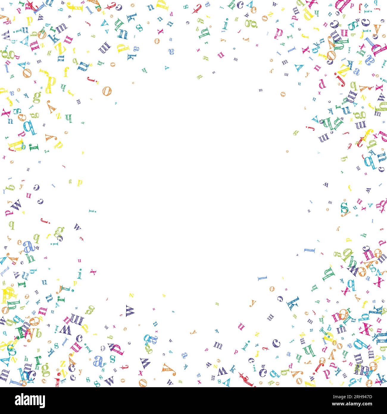 Concept of school background. Colorful childish falling letters of ...