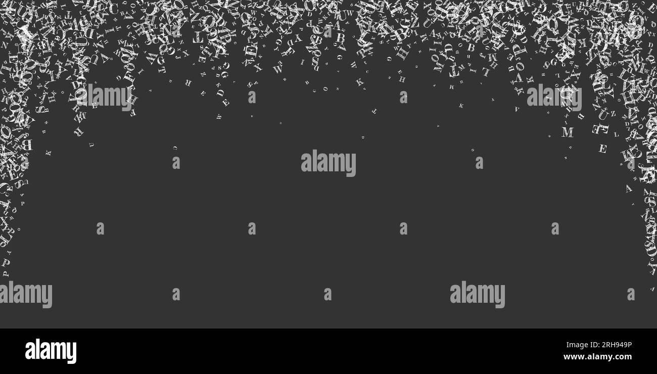Concept of school background. White chalk falling letters of English ...