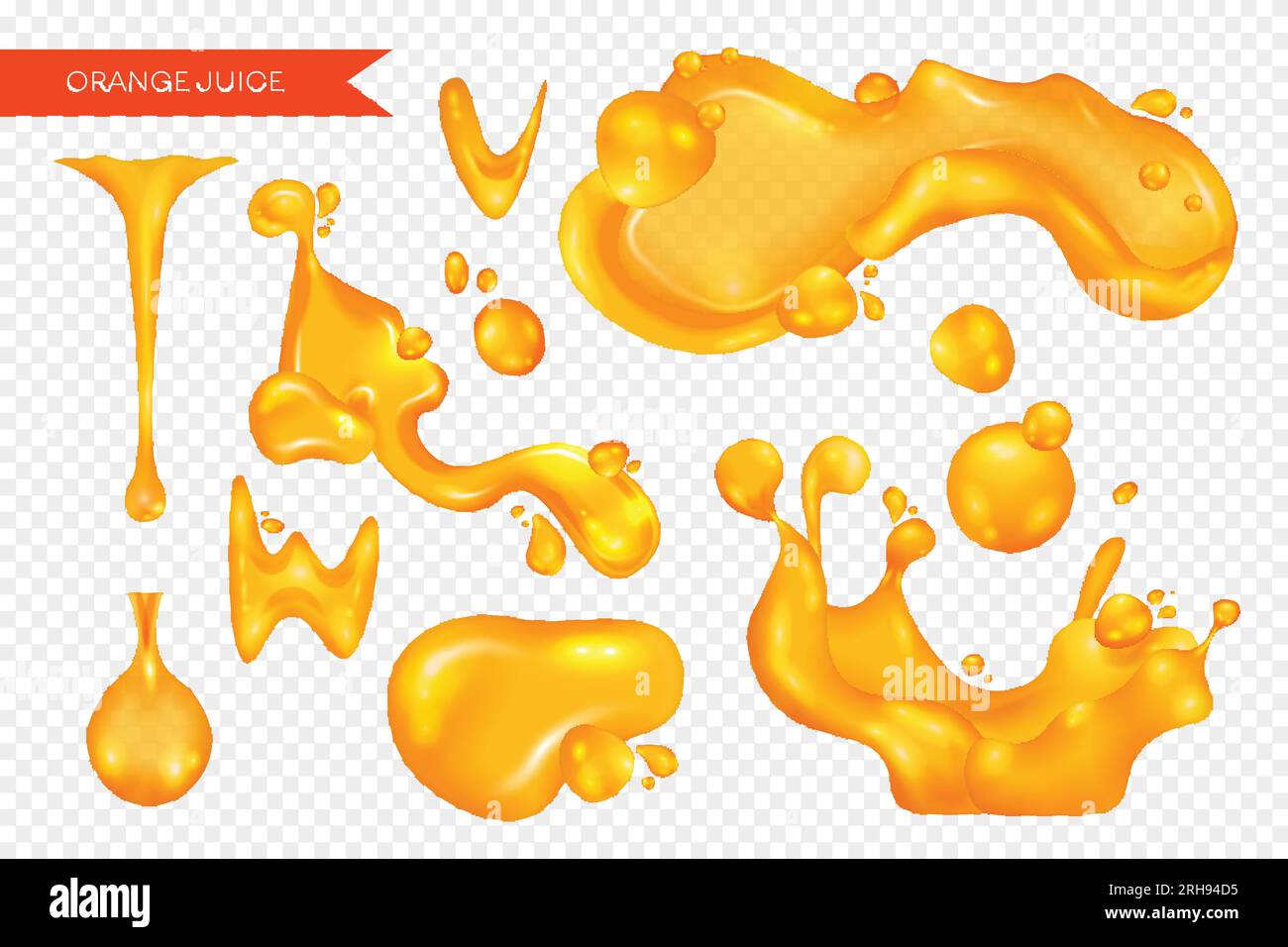 Realistic orange liquid splashes isolated on transparent background ...