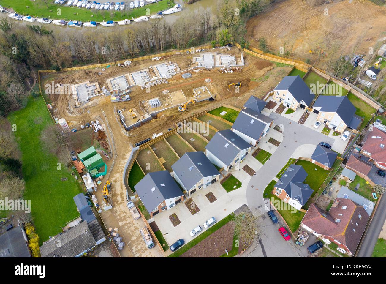Aerial drone shot of Castle View housing, Maidstone, Kent, building ...