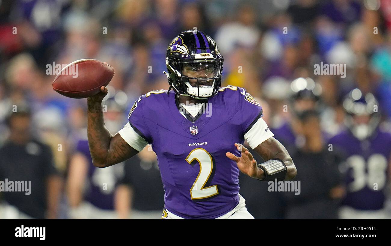 Baltimore Ravens quarterback Tyler Huntley (2) passes against the ...