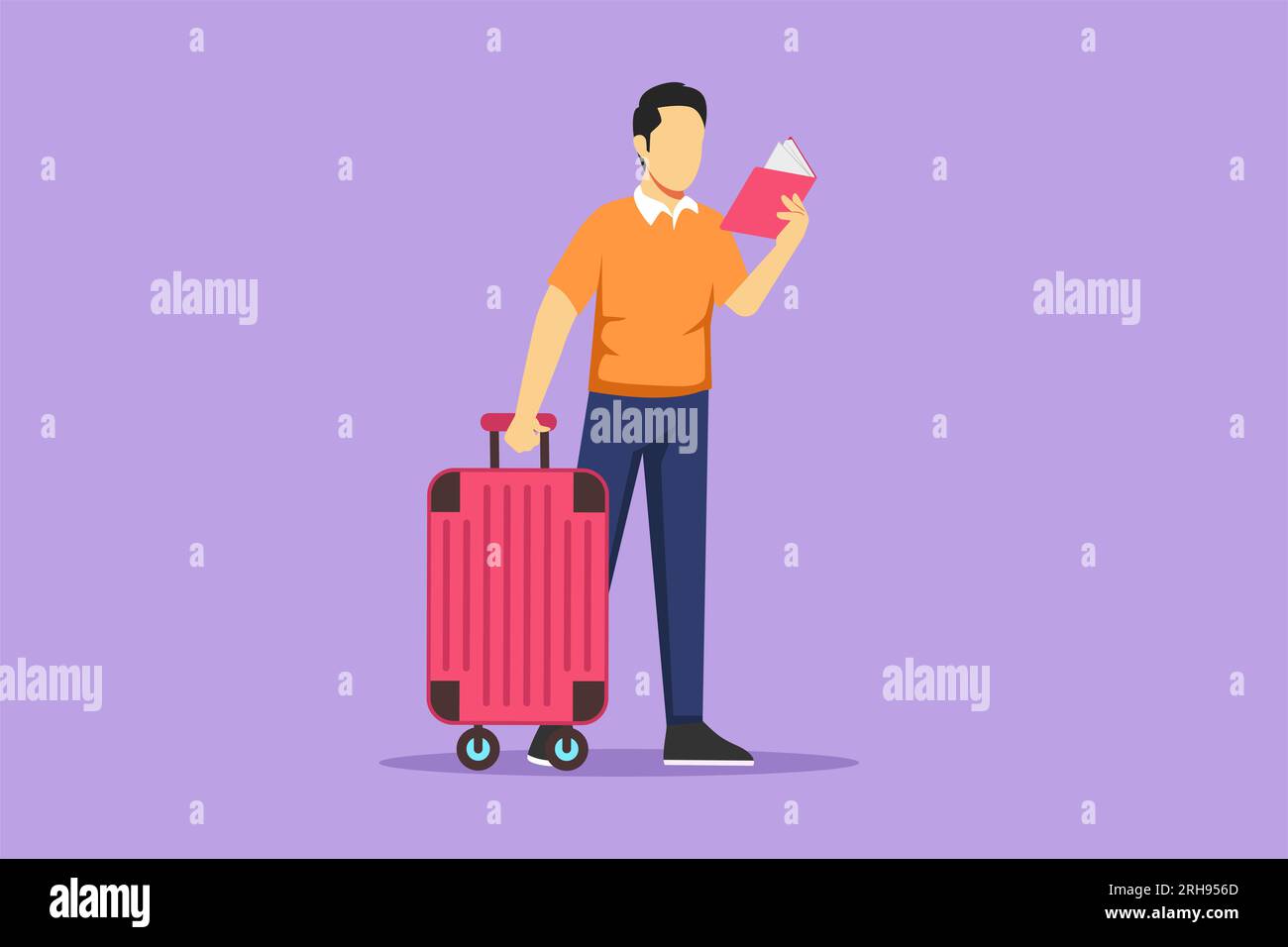 Cartoon flat style drawing of man reading textbook. Smart male student ...