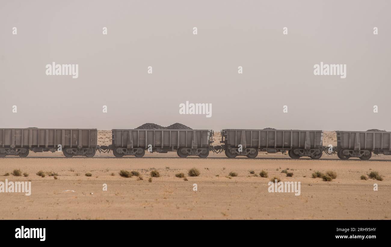 Iron Ore Train in Mauretania, longest train in the World Stock Photo ...