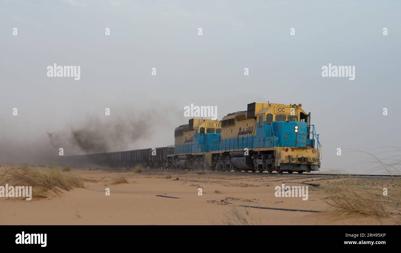 Iron Ore Train in Mauretania, longest train in the World Stock Photo ...