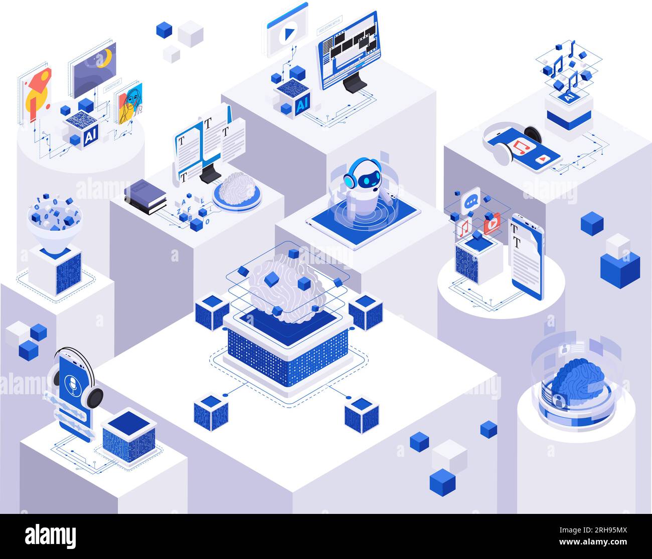 Artificial intelligence technology creating various content isometric ...