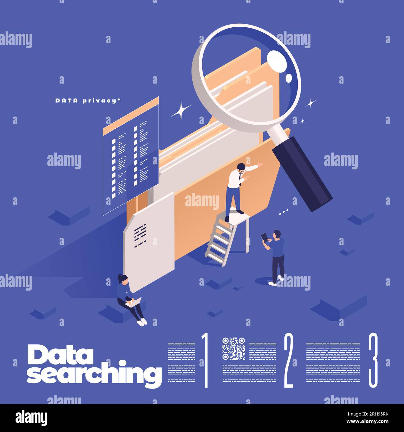 Data management concept icons isometric composition with editable text ...