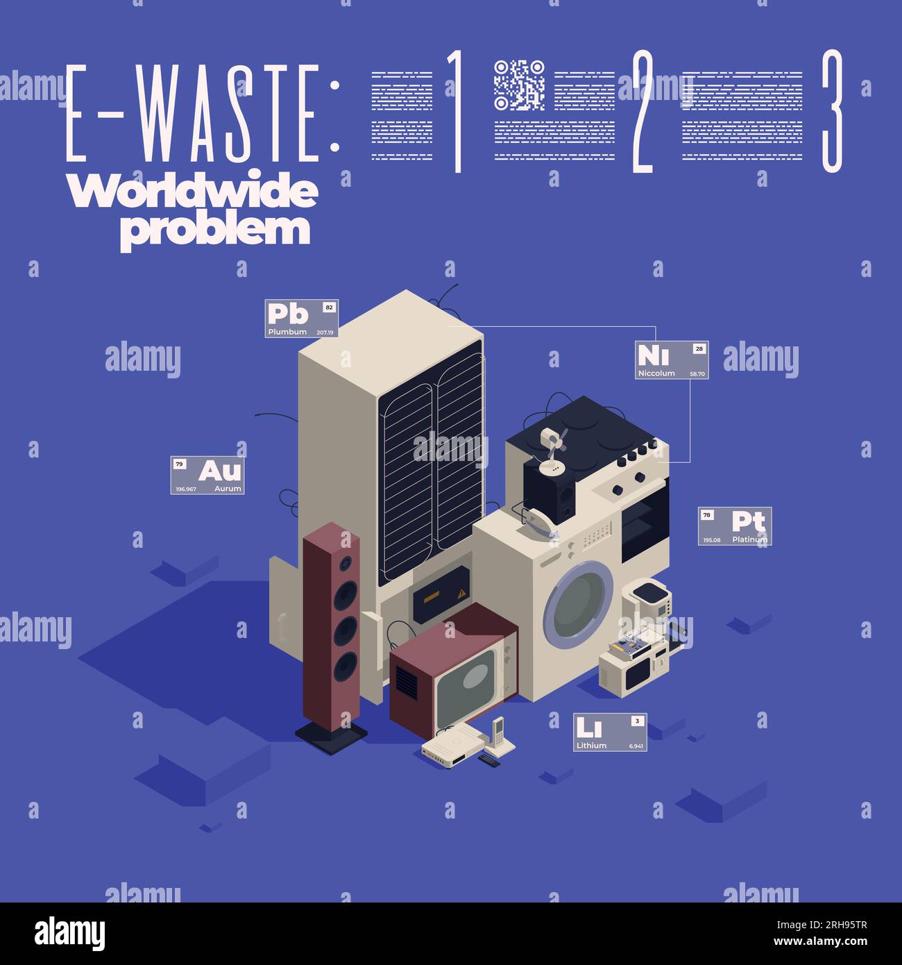 E-waste management isometric infographics with editable text and images ...
