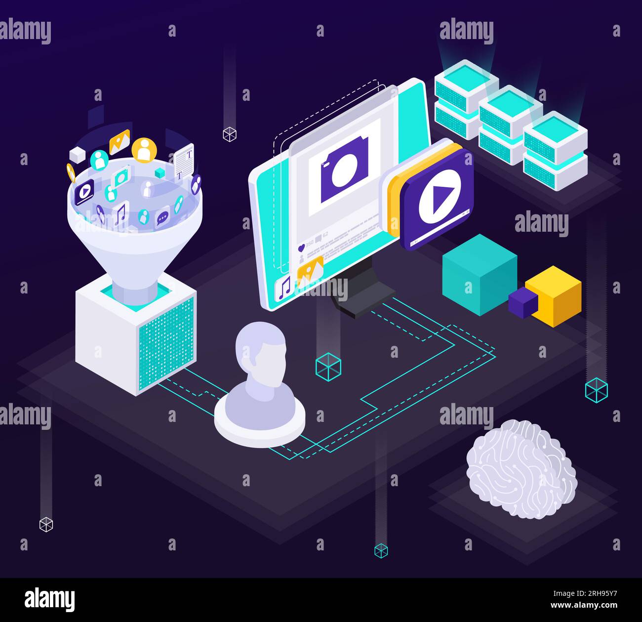 Content generated by artificial intelligence technologies isometric ...