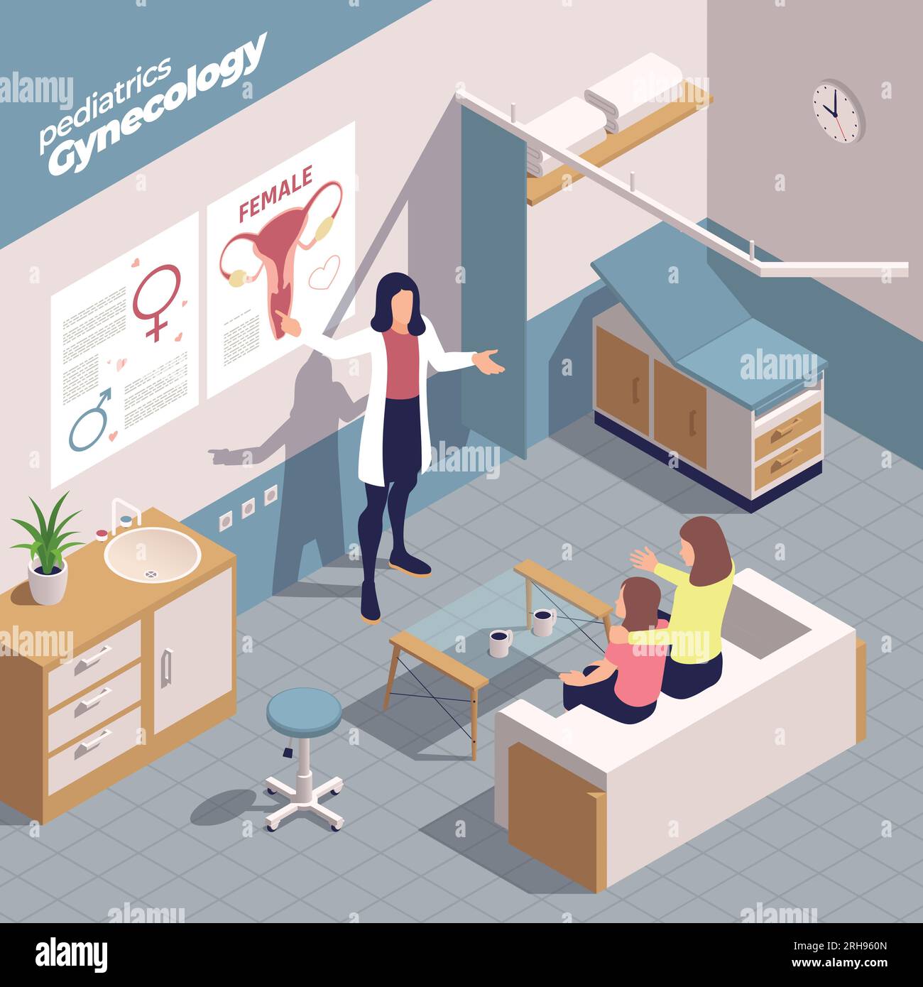 Pediatrics pediatrician isometric composition with indoor doctors ...