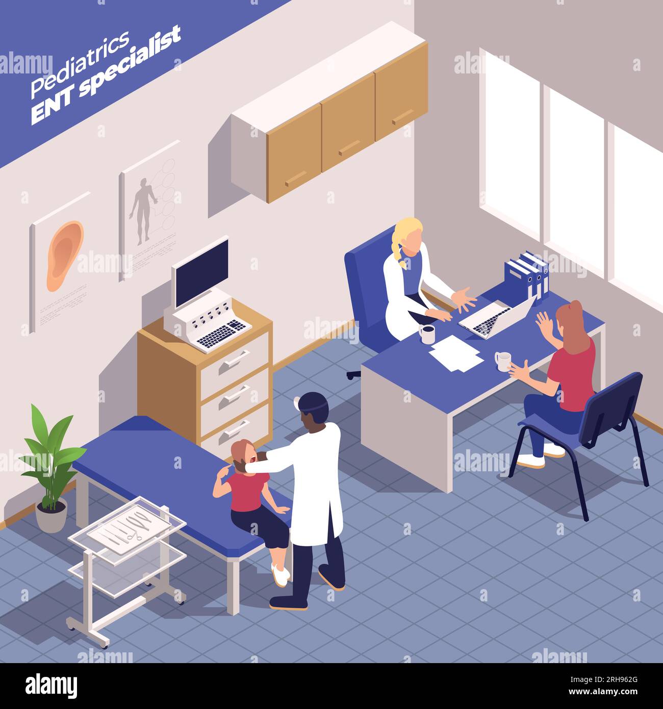 Pediatrics pediatrician isometric composition with indoor clinical ...