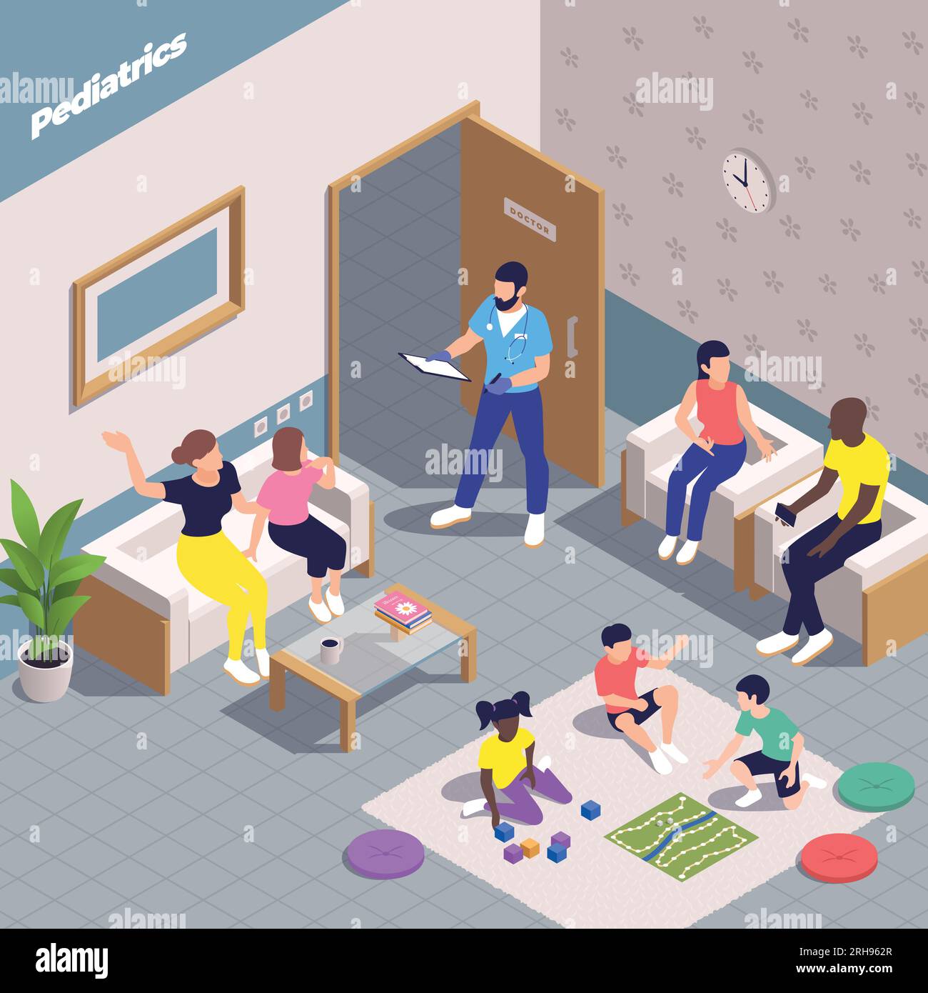 Pediatrics pediatrician isometric composition with indoor interior ...