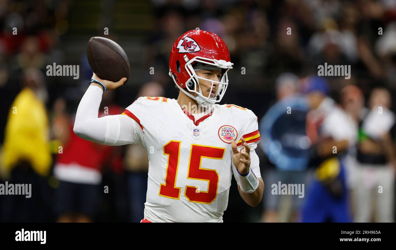 Kansas City Chiefs quarterback Patrick Mahomes throws a pass during the ...