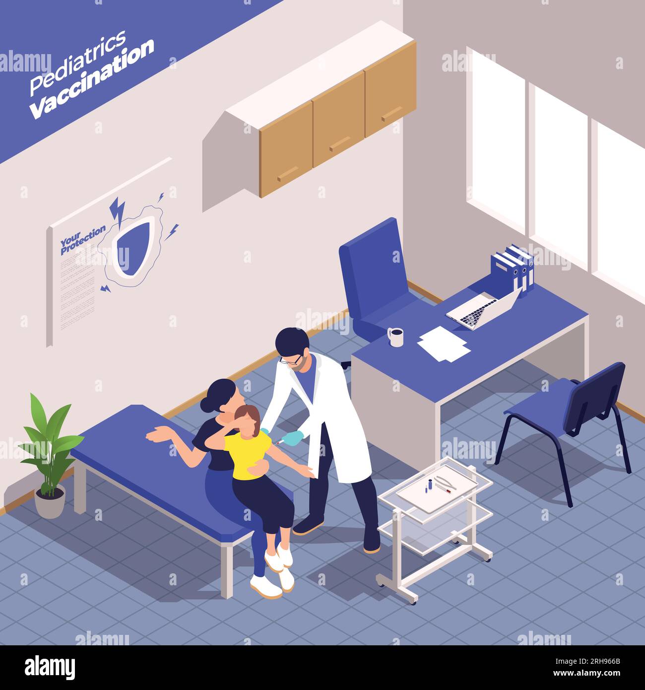 Pediatrics pediatrician isometric composition with doctors office ...