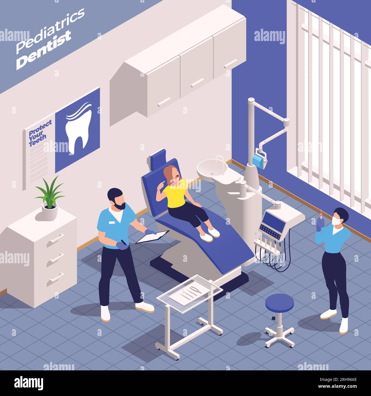 Pediatrics pediatrician isometric composition with indoor view of ...