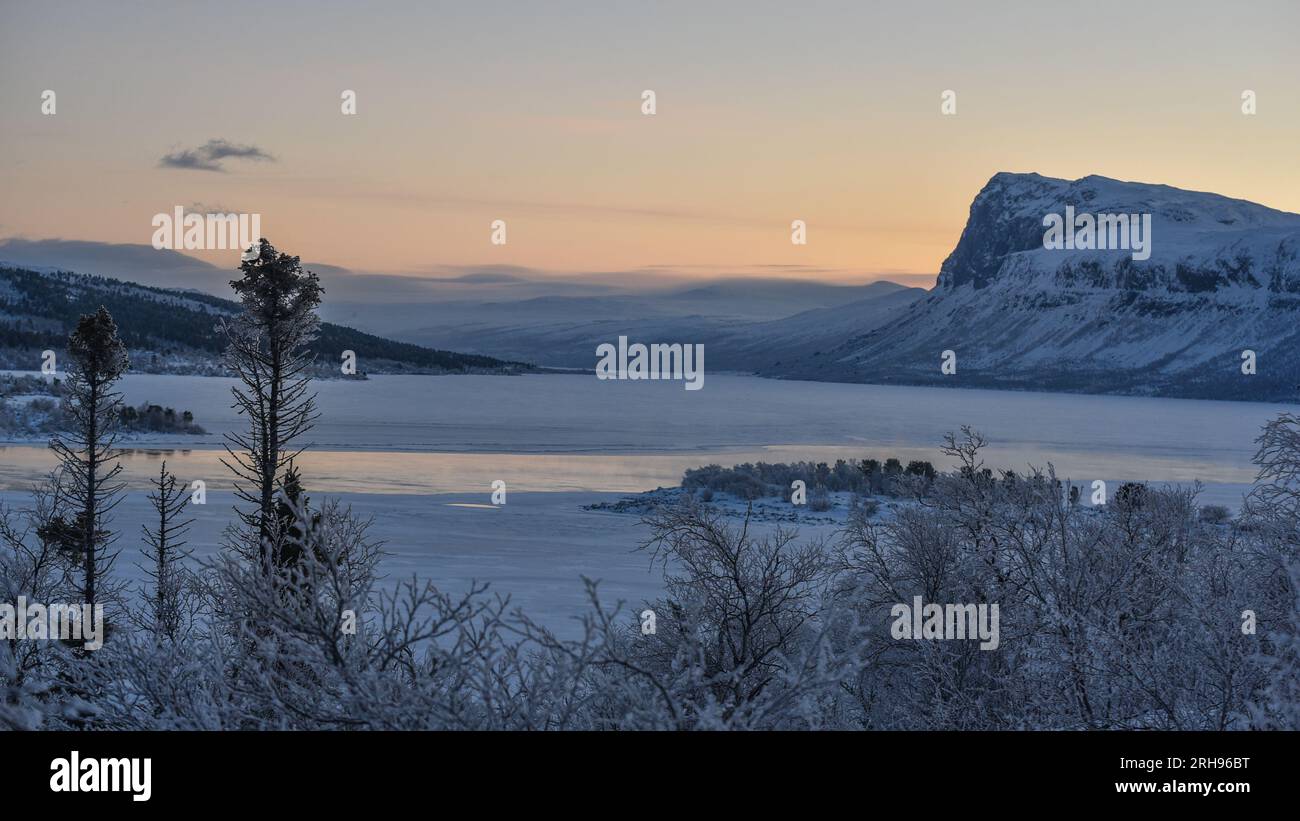 Scandinavia in Winter, national park in Sweden with beautiful arctic ...
