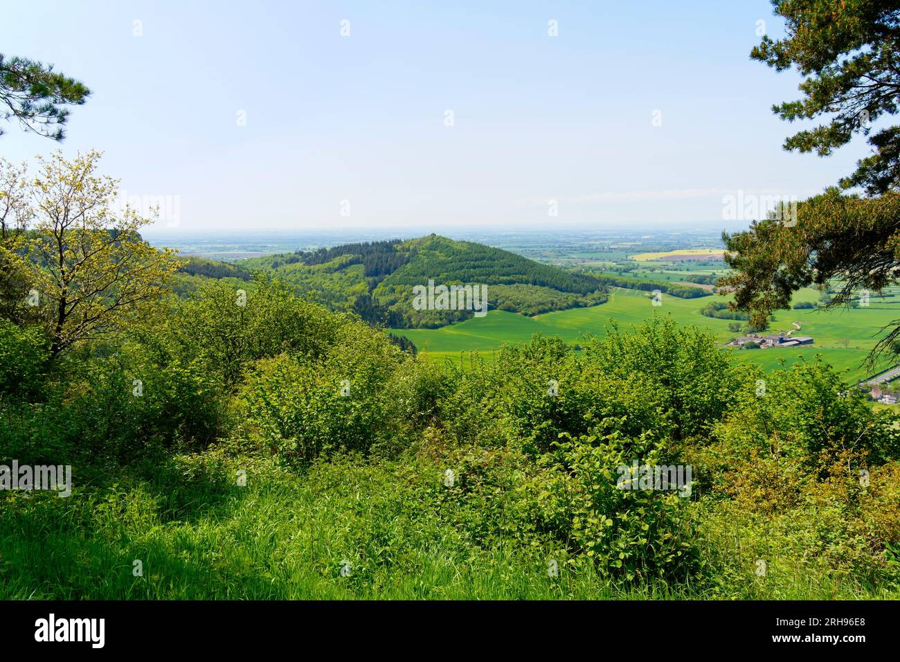 Bright misty spring morning on Sutton Bank with Hood Hill in the ...