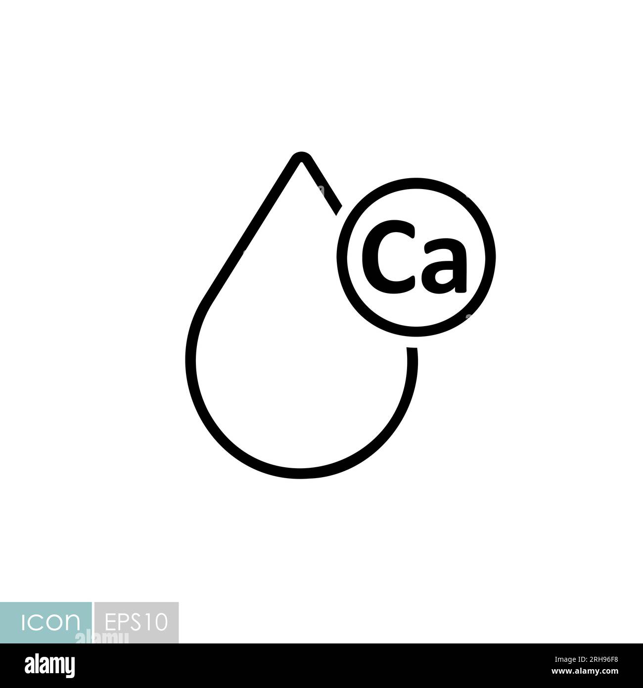 Milk drop with molecule calcium vector icon. Dairy product sign. Graph ...